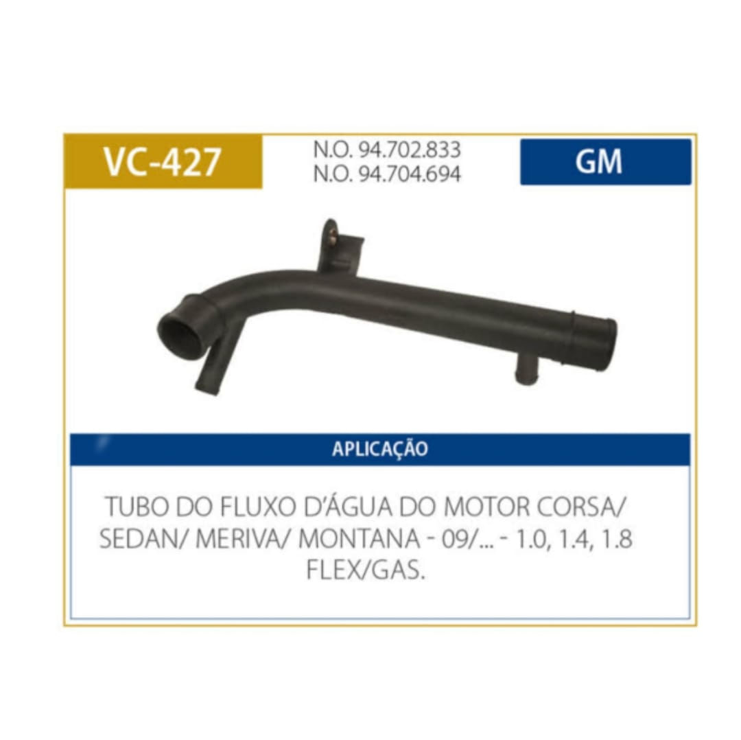 Tubo D Agua Motor - Corsa Classic/prisma - Vc427 Valclei
