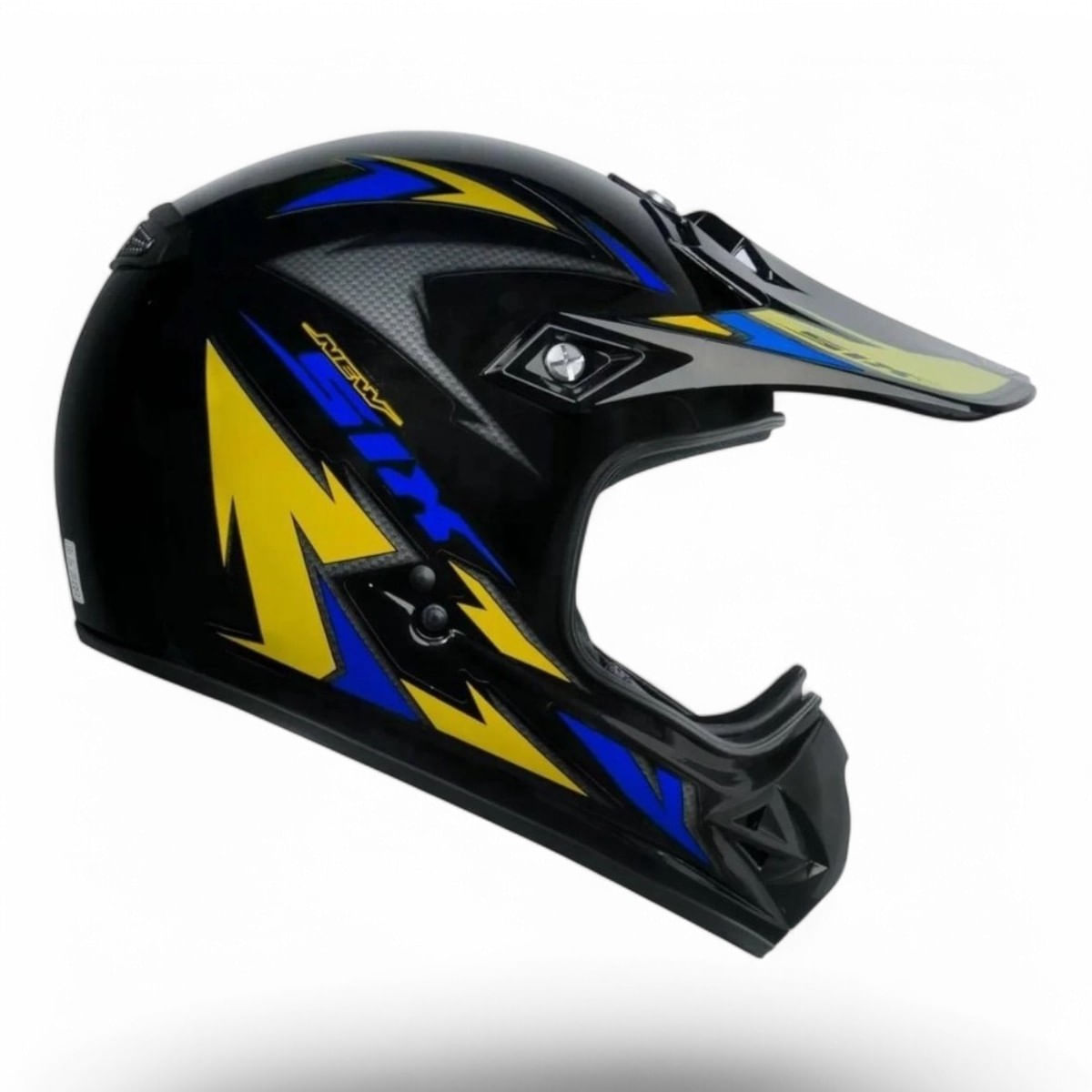 Capacete Cross New Six Muck 58 Preto Amarelo Ebf