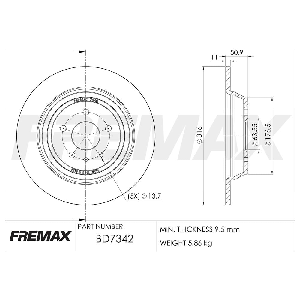 Par Disco De Freio Solido Traseiro Fremax Bd7342
