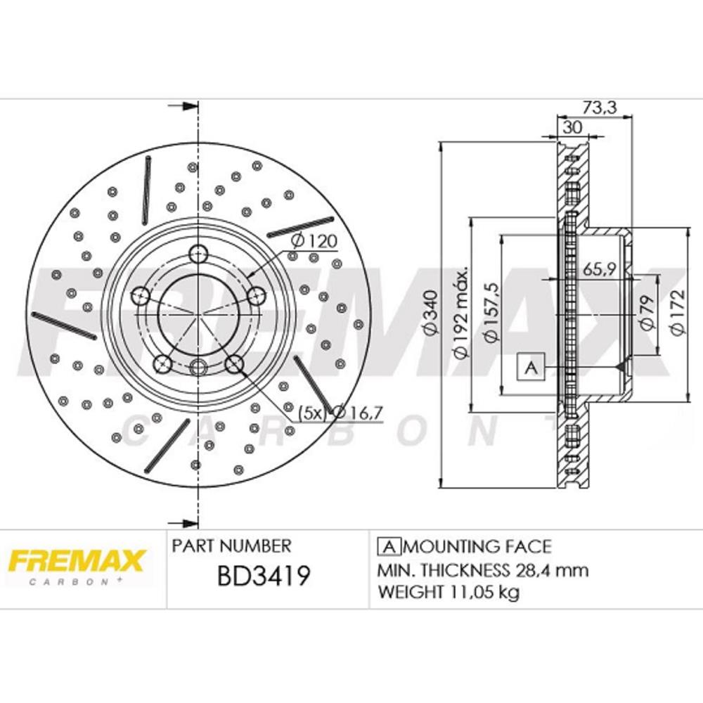 Disco De Freio Ventilado Dianteiro Fremax Bd3419