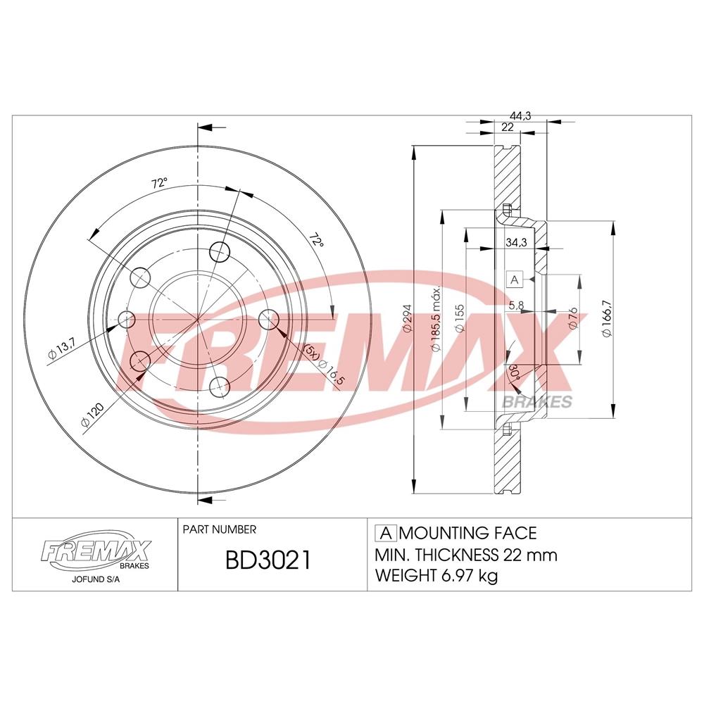 Par Disco De Freio Ventilado Traseiro Fremax Bd3021