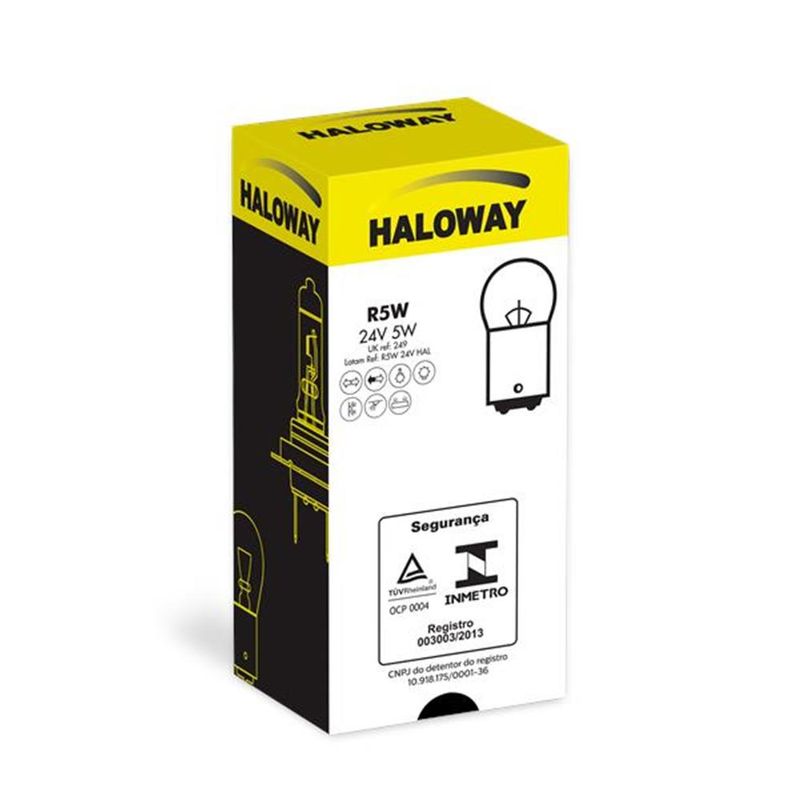 Kit Lâmpada 24V 5W Amarelo Haloway R5W 24V Hal (10 UN)