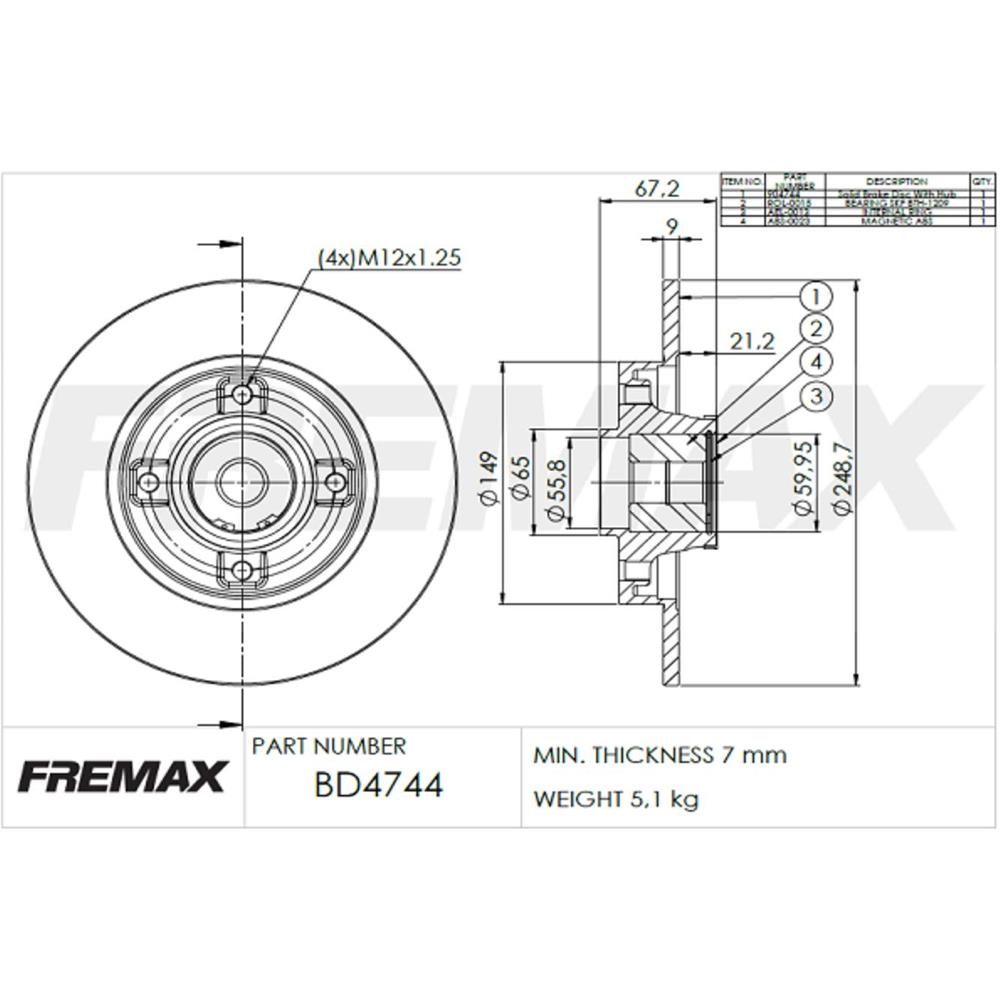 Disco De Freio Traseiro Fremax - Bd4744