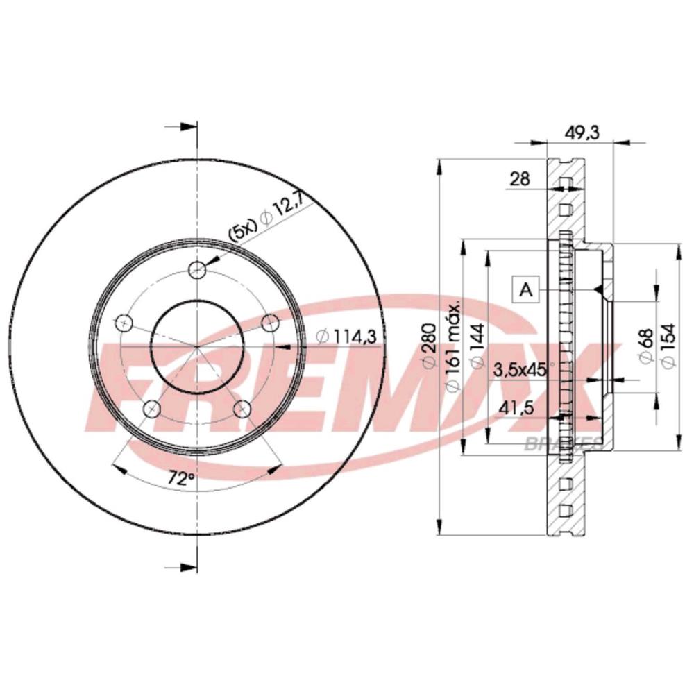 Par Disco De Freio Ventilado Dianteiro Fremax Bd4107