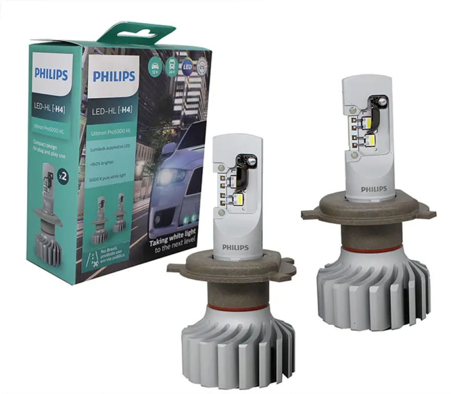 Kit Lampada Led H4 Philips Ultinon 6000k Original