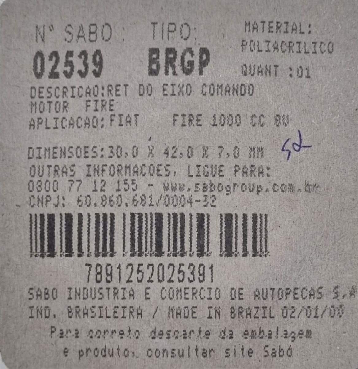 Retentor Comando Valvula Uno Palio Fire 55206525